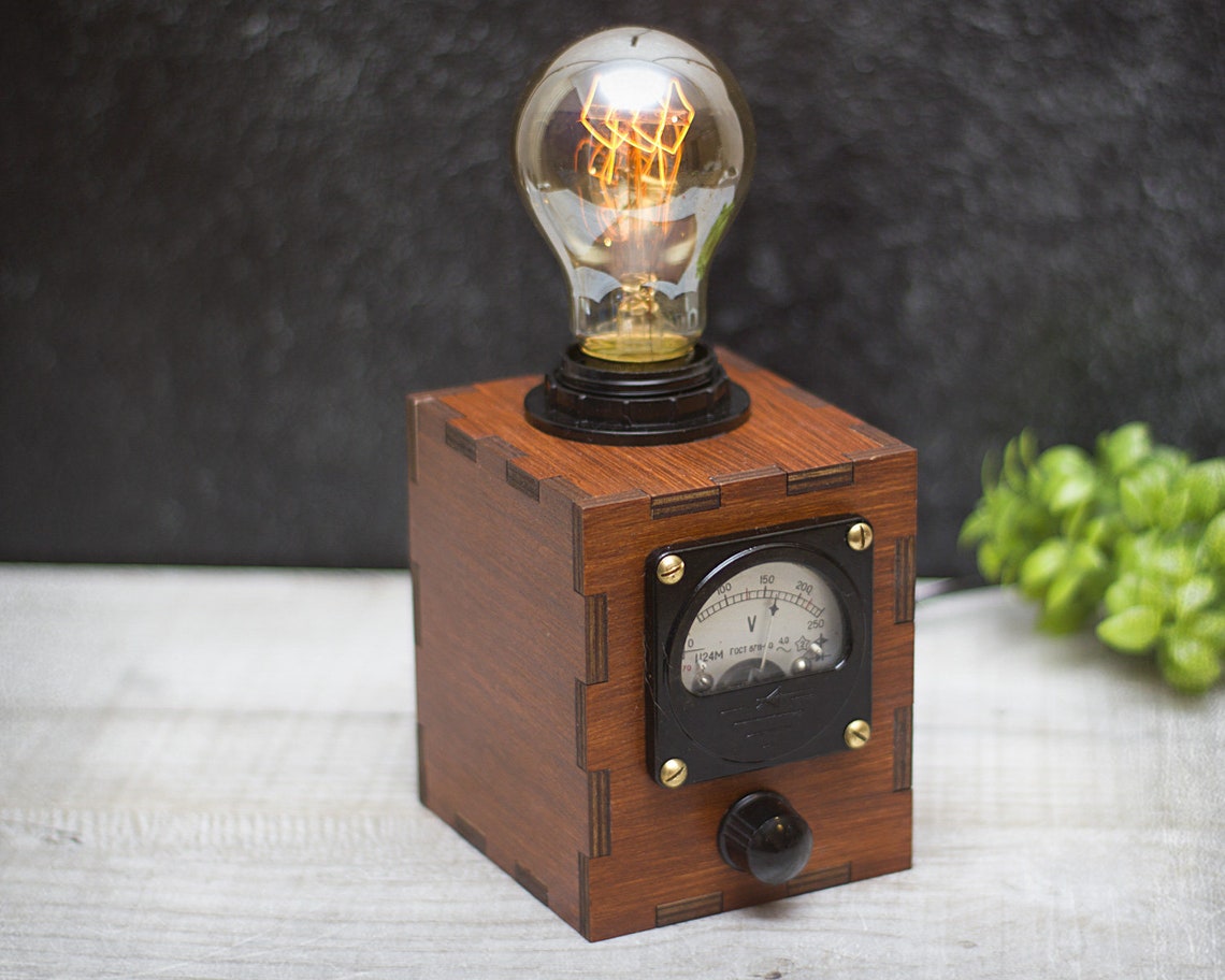 Meter Wood Lamp With Edison Bulb. Personalized Original - Etsy