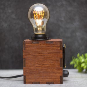 Meter Wood Lamp With Edison Bulb. Original Old Voltmeter and Dimmer ...