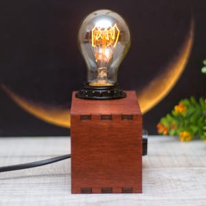Voltmeter Wood Lamp With Edison Bulb. Original Meter and Dimmer. Gift ...
