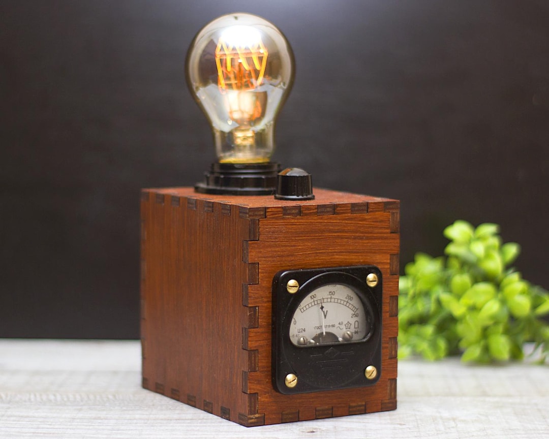 Wooden Meter Edison Lamp. Voltmeter Lamp for Electricians and Engineers ...