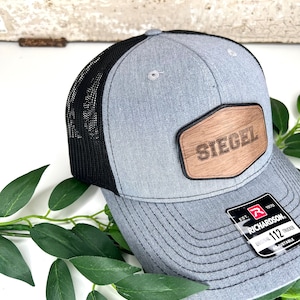 Customized Wood Veneer + Leather Patch Richardson Trucker Hat - Etsy