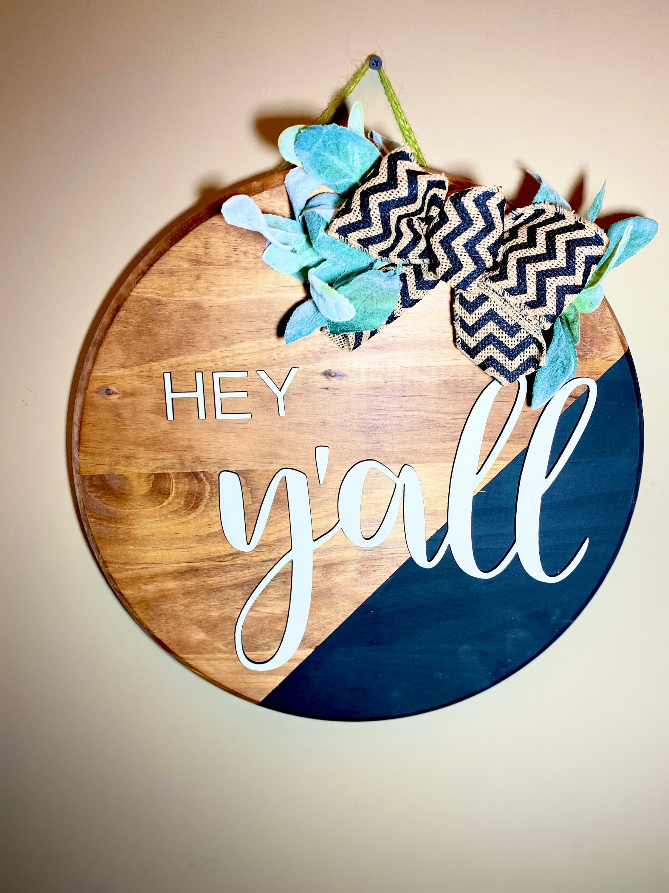 Front Door Sign With Bow And Greenery Hey Yall Welcome Etsy front-door-sign-with-bow-and-greenery-hey-yall-welcome-etsy