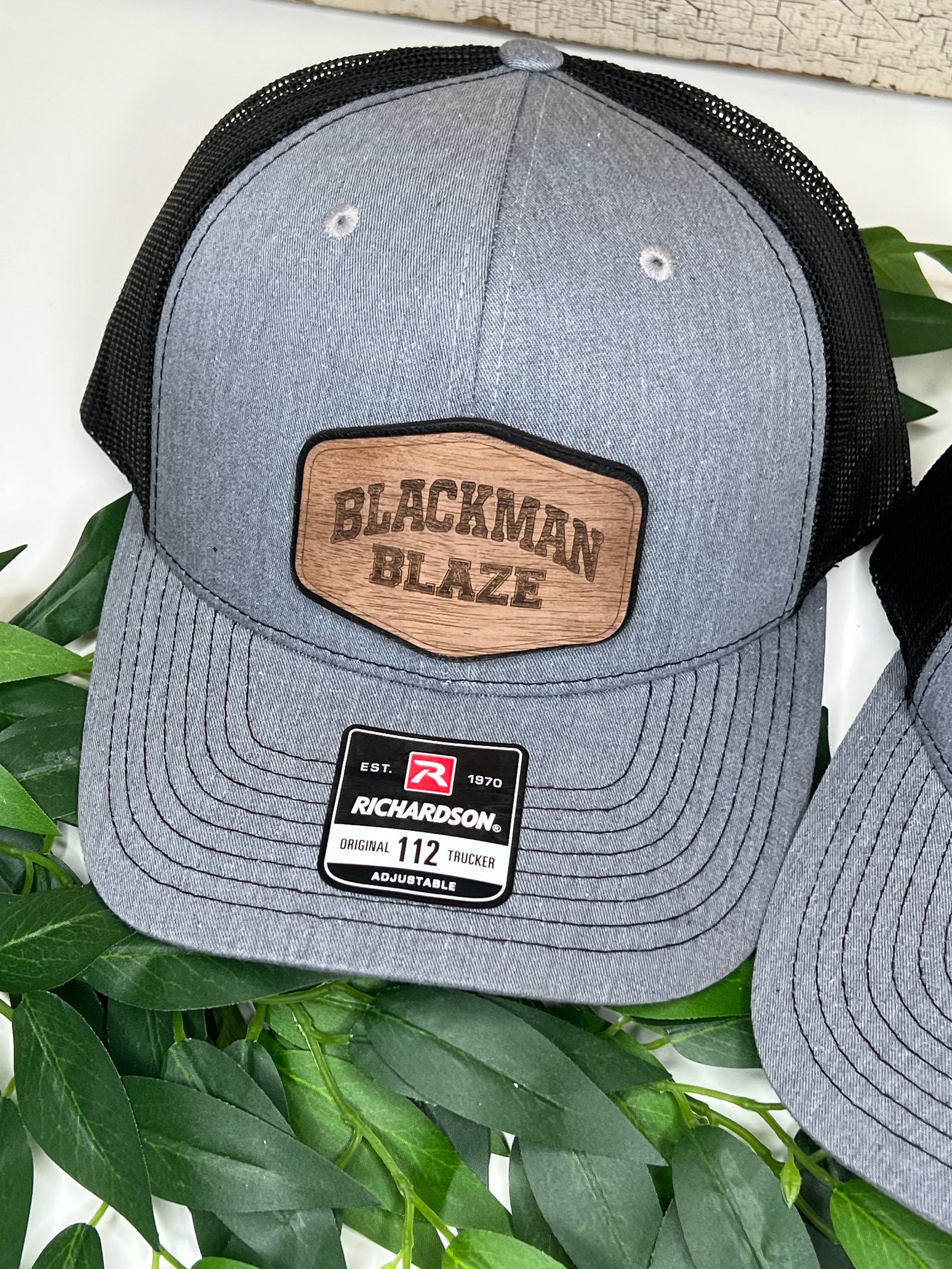Customized Wood Veneer + Leather Patch Richardson Trucker Hat - Etsy