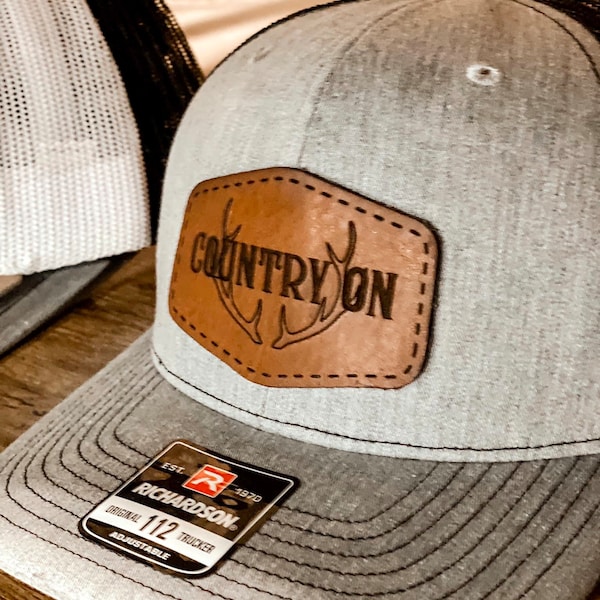 Country Leather Patch Hat - Etsy