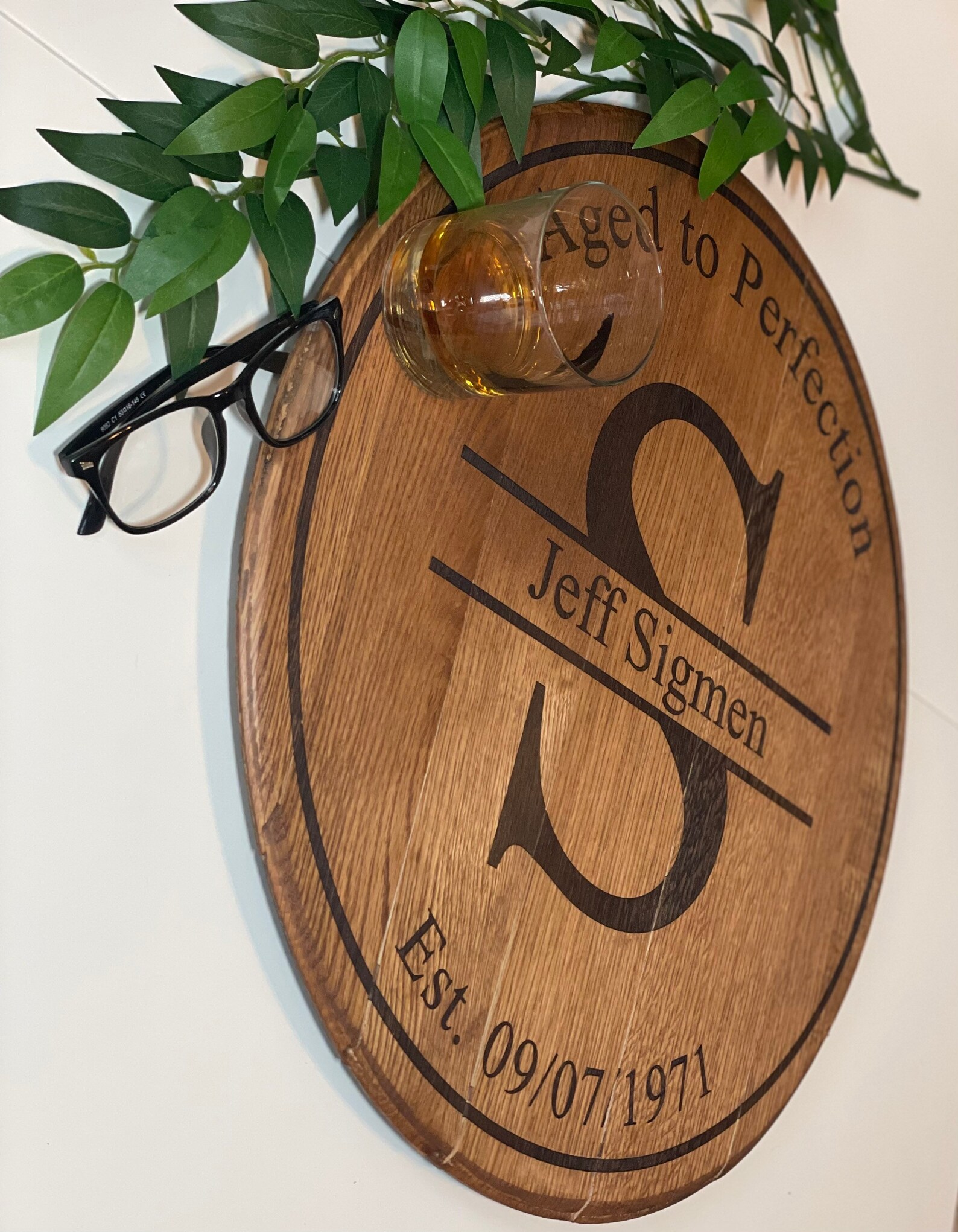 Whiskey Barrel Lid Personalized With Birthday And Name. Aged | Etsy