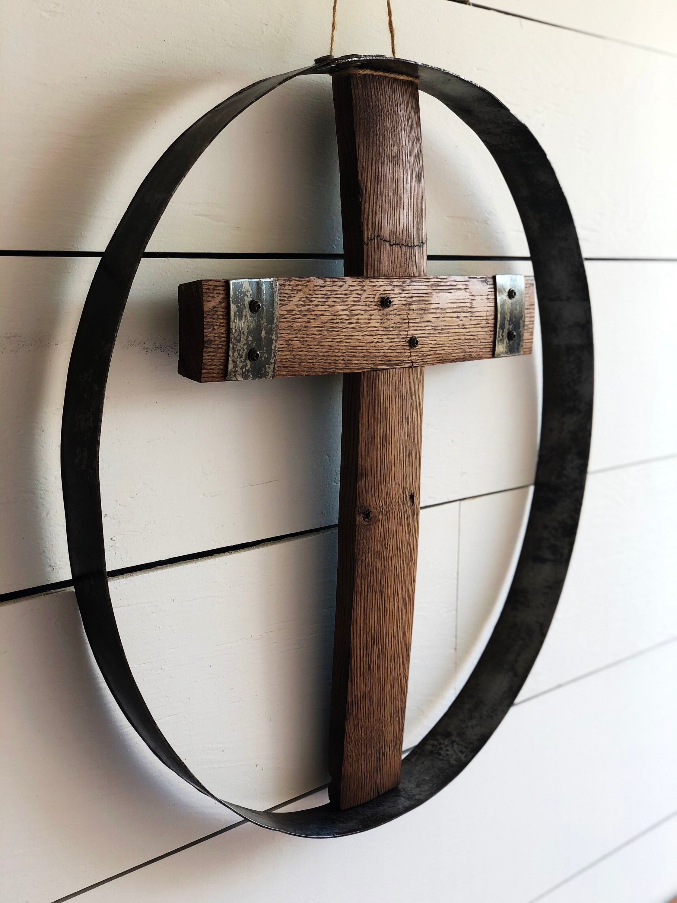 Whiskey Barrel Cross Wall Hanging, Bourbon Barrel Decor, Unique Wedding ...