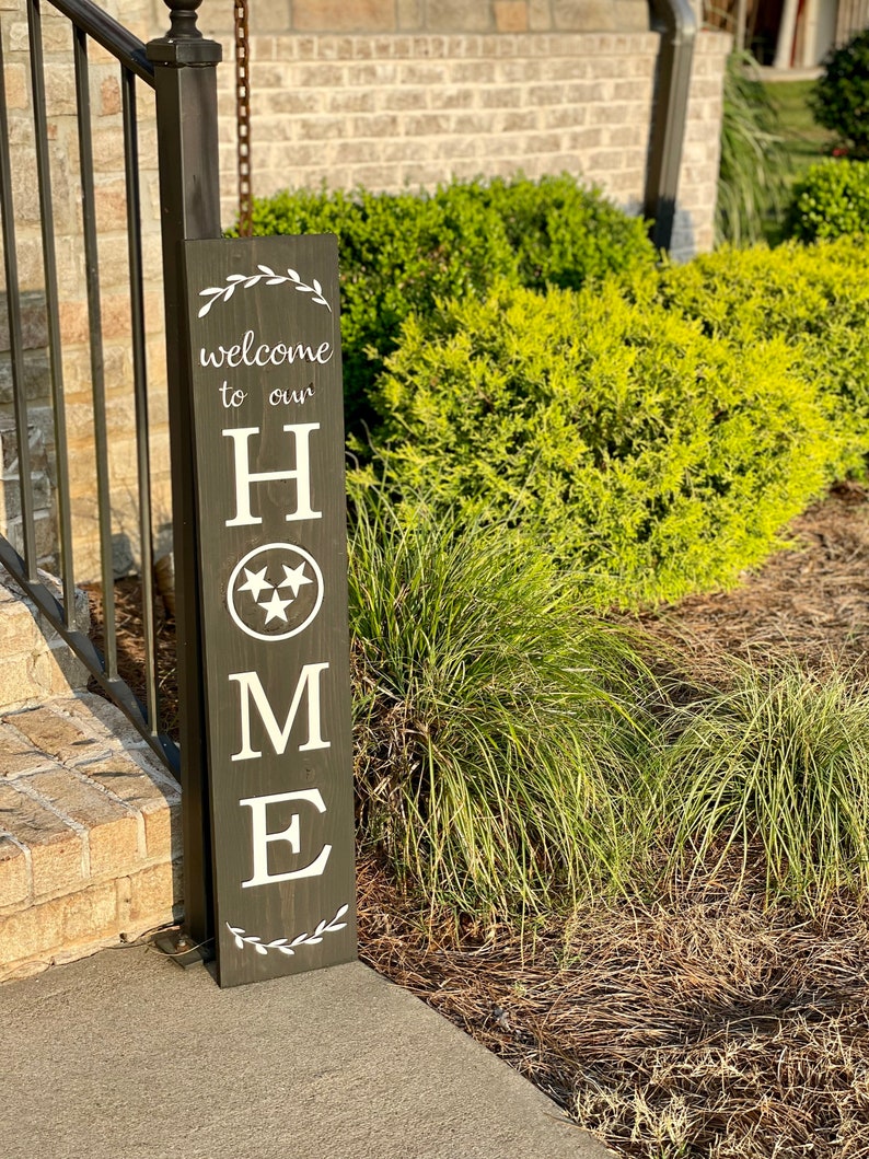 Tri-star Porch Sign Black Welcome to Our Home Tennessee. | Etsy