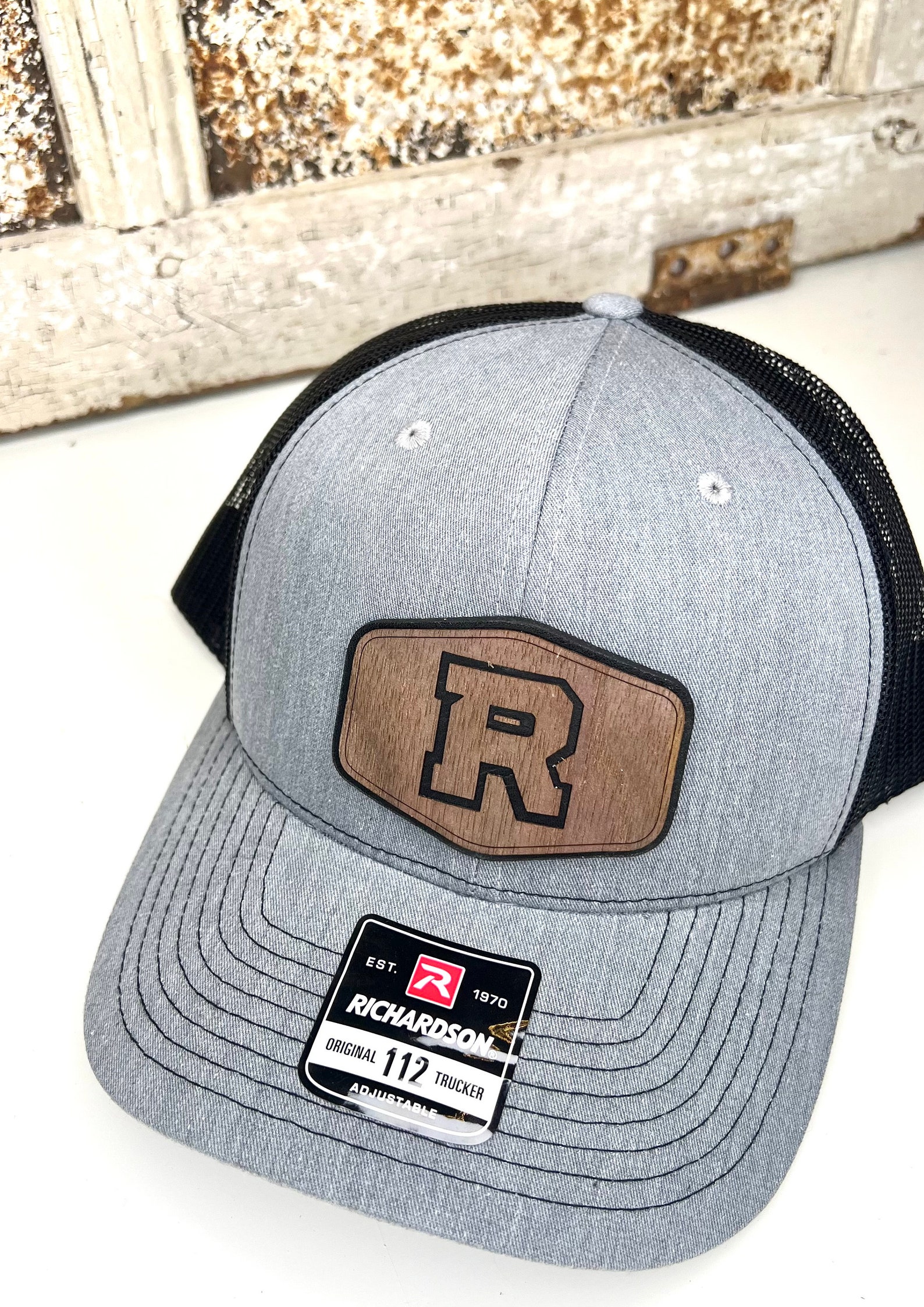 Customized Wood Veneer + Leather Patch Richardson Trucker Hat - Etsy