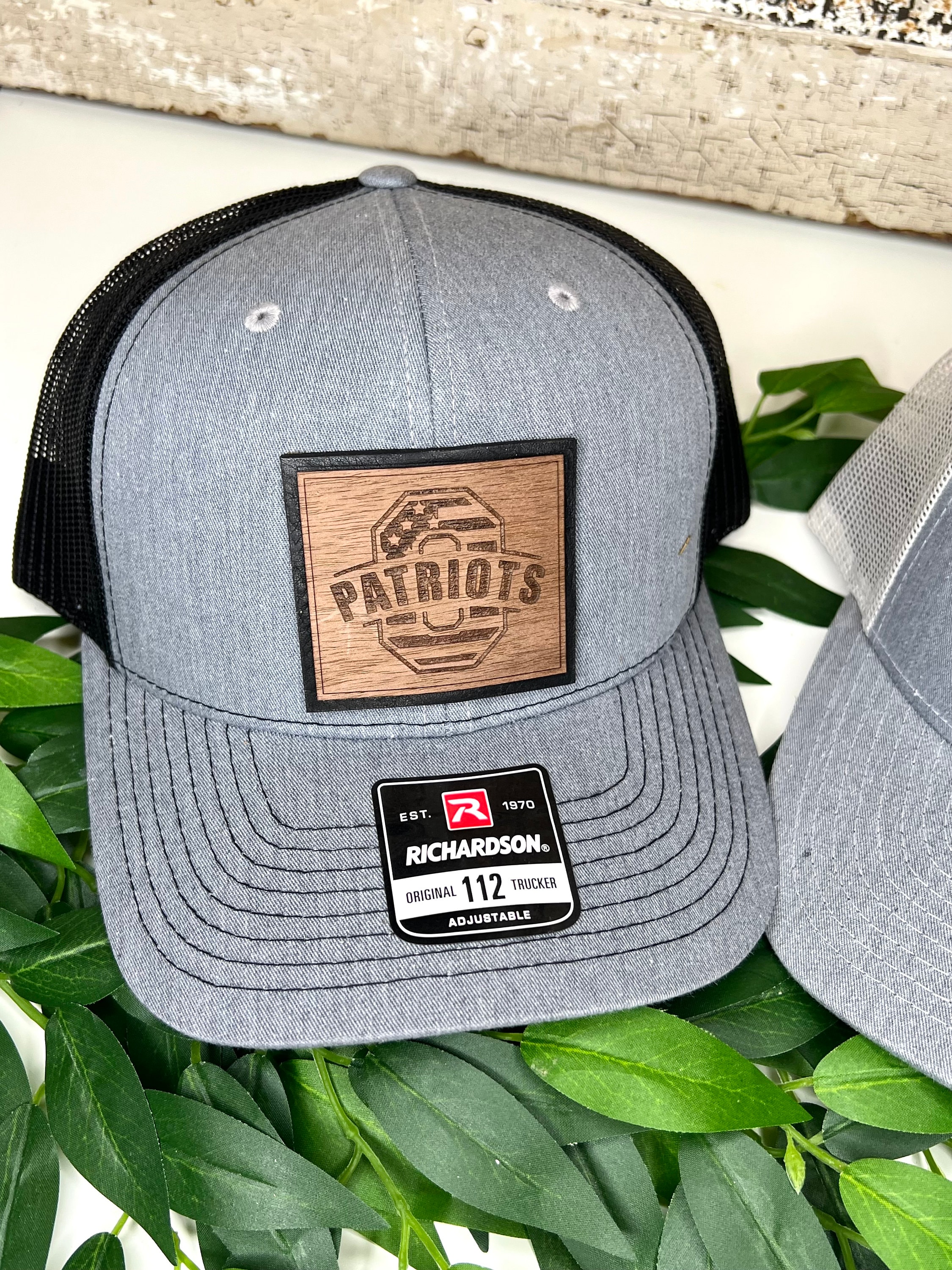 Customized Wood Veneer + Leather Patch Richardson Trucker Hat - Etsy