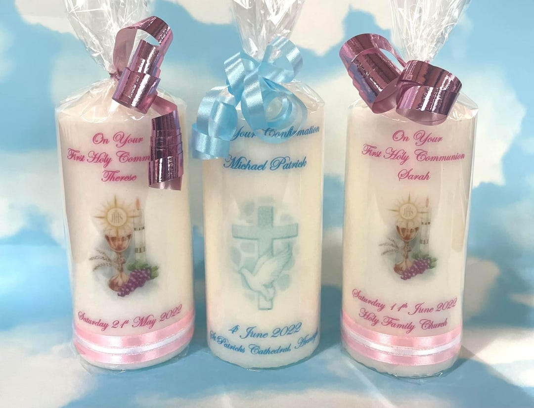 Confirmation, 1st Holy Communion Personalised Candles - Etsy