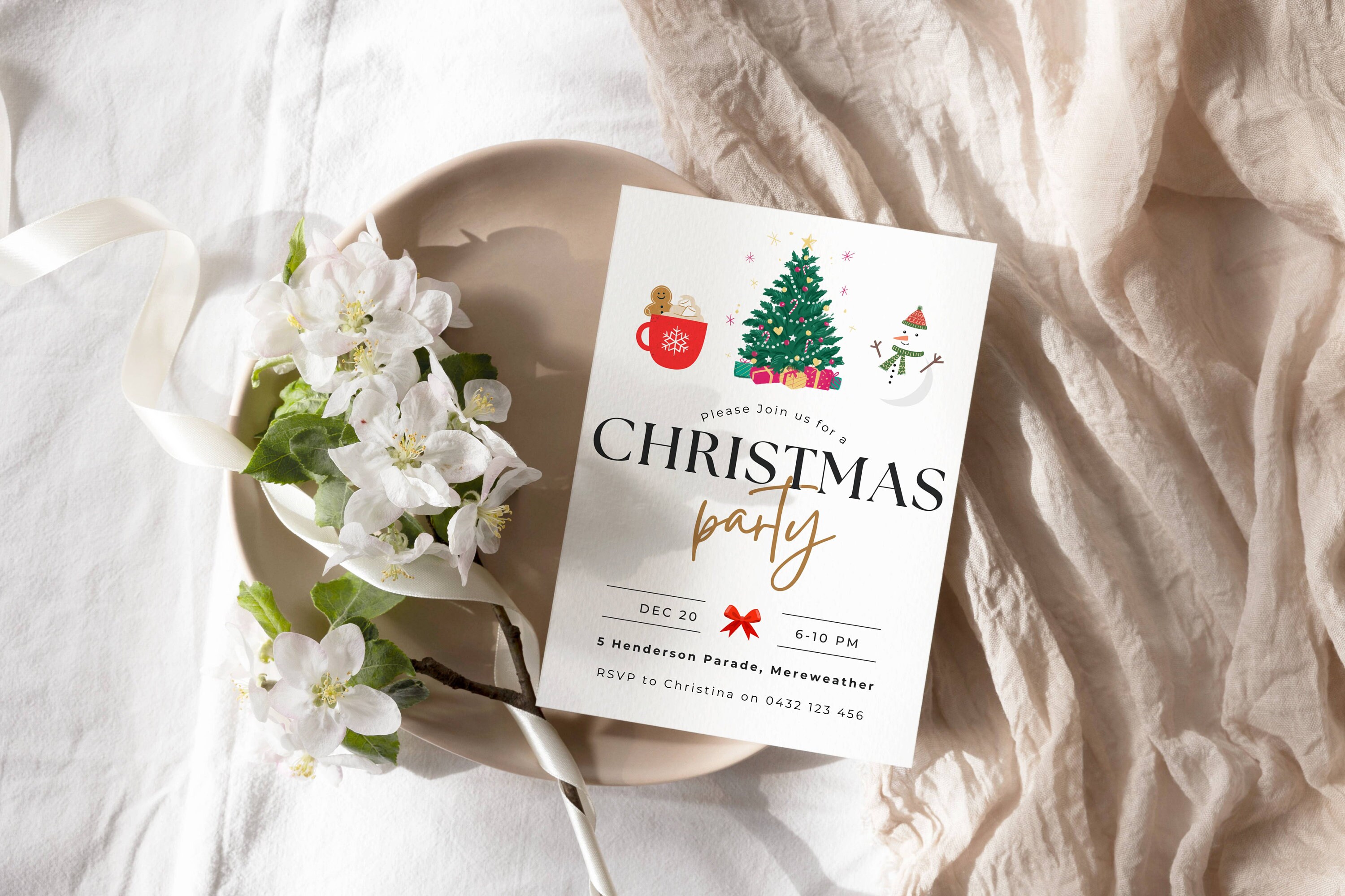 EDITABLE Christmas Party Invitation, Printable Christmas Invitation for ...