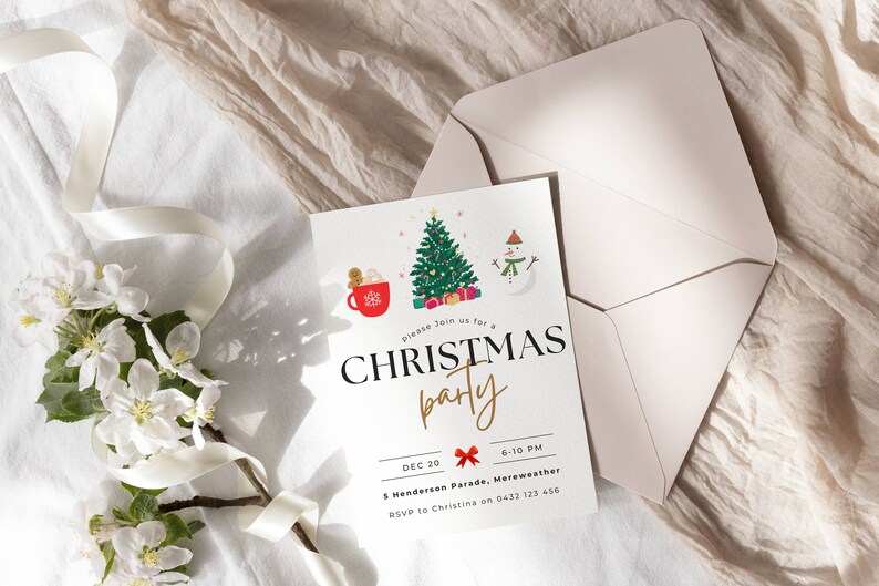 EDITABLE Christmas Party Invitation, Printable Christmas Invitation for ...