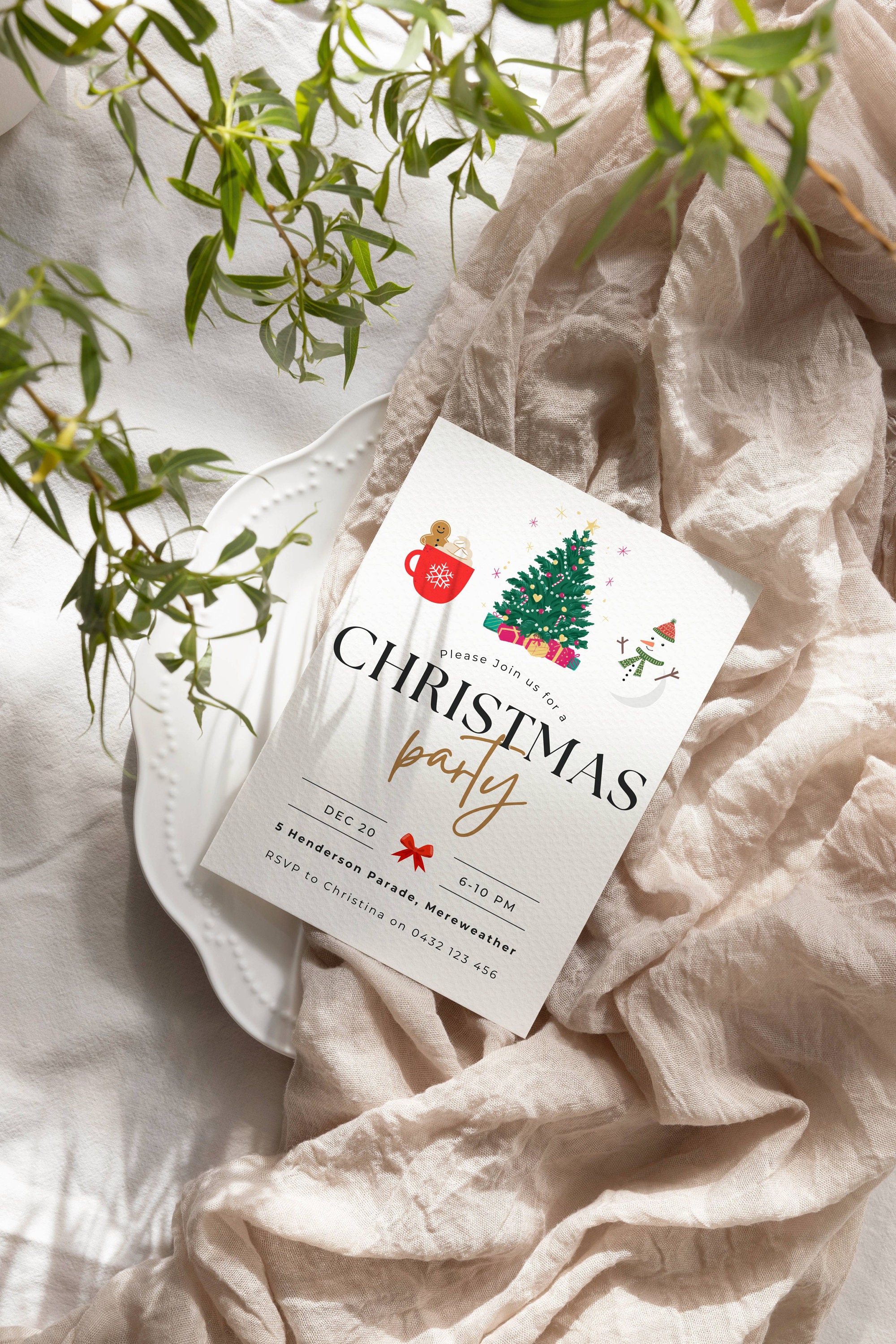 EDITABLE Christmas Party Invitation, Printable Christmas Invitation for ...