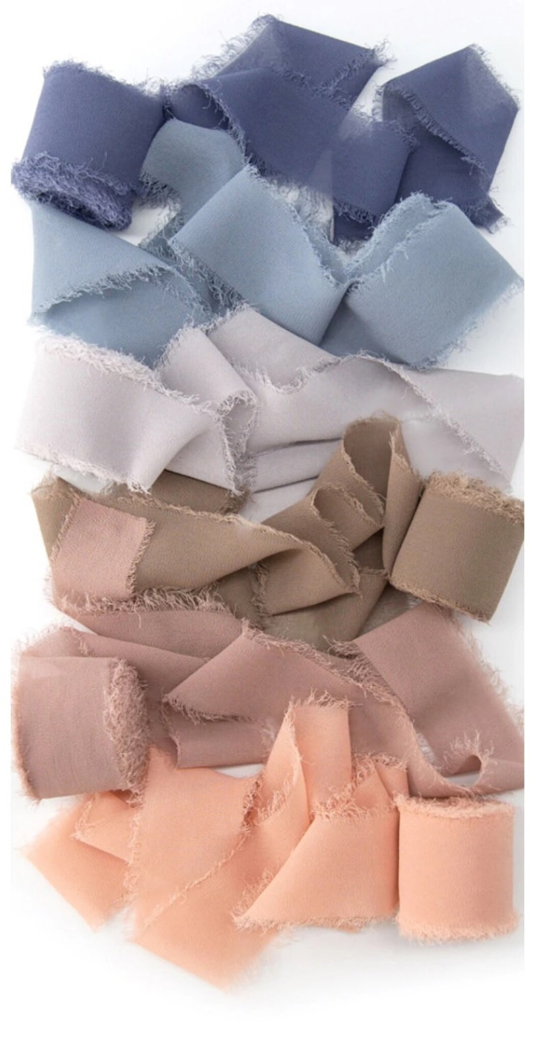 Frayed Edge Silk Ribbon High End Muted Textured Ribbons White Ivory ...