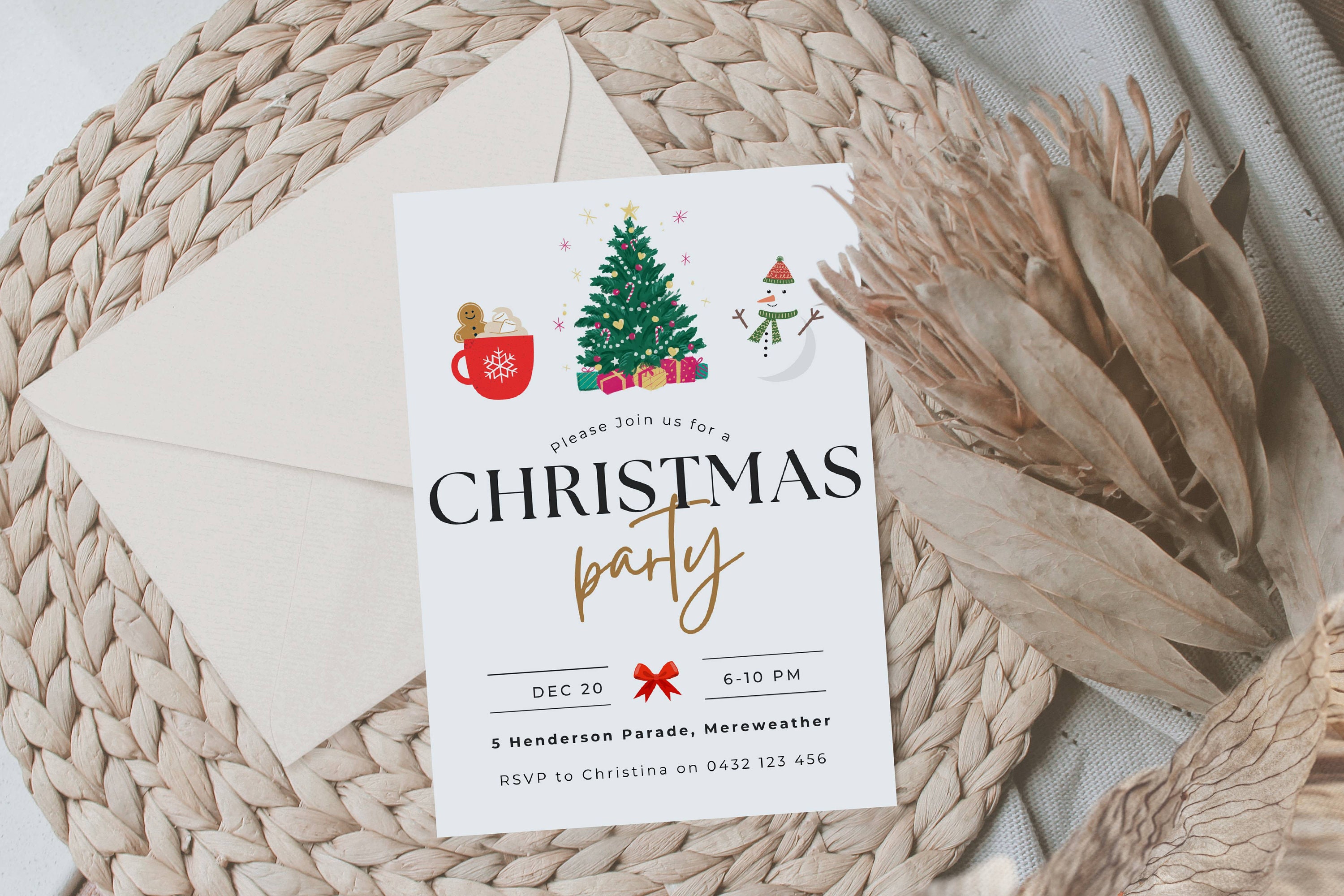 EDITABLE Christmas Party Invitation, Printable Christmas Invitation for ...