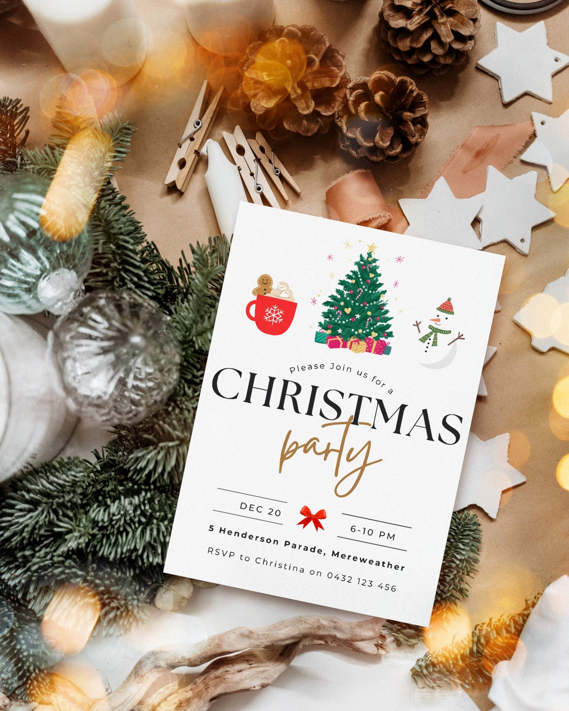 EDITABLE Christmas Party Invitation, Printable Christmas Invitation for ...
