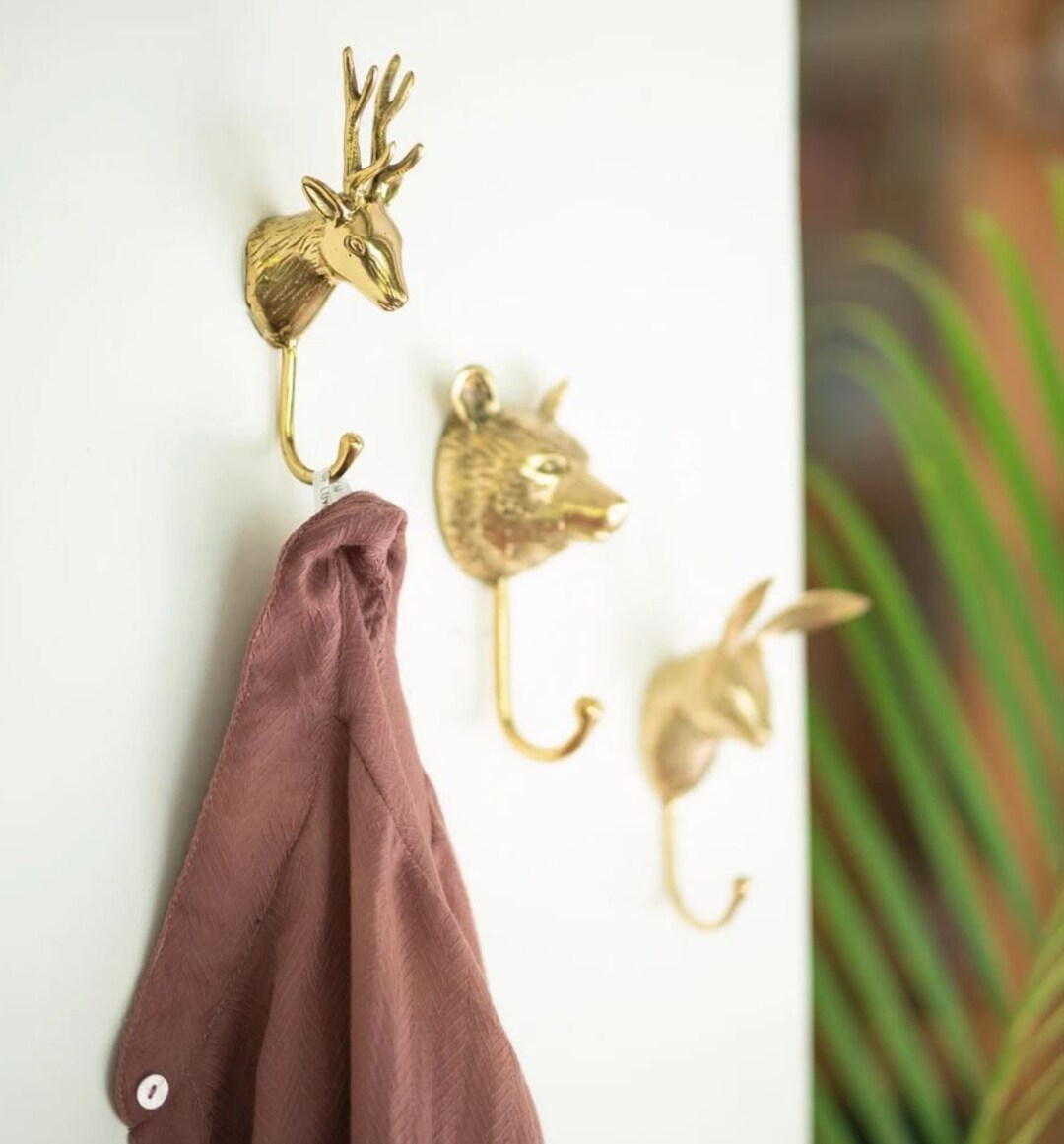 Brass Hook / Wall Hook / Nursery Hook / Gold Homewares / Palm Tree Hook ...