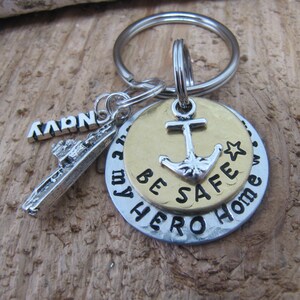 Navy Key Chain, Be Safe I Want My Hero Home, Key Chain for Navy , Gift ...