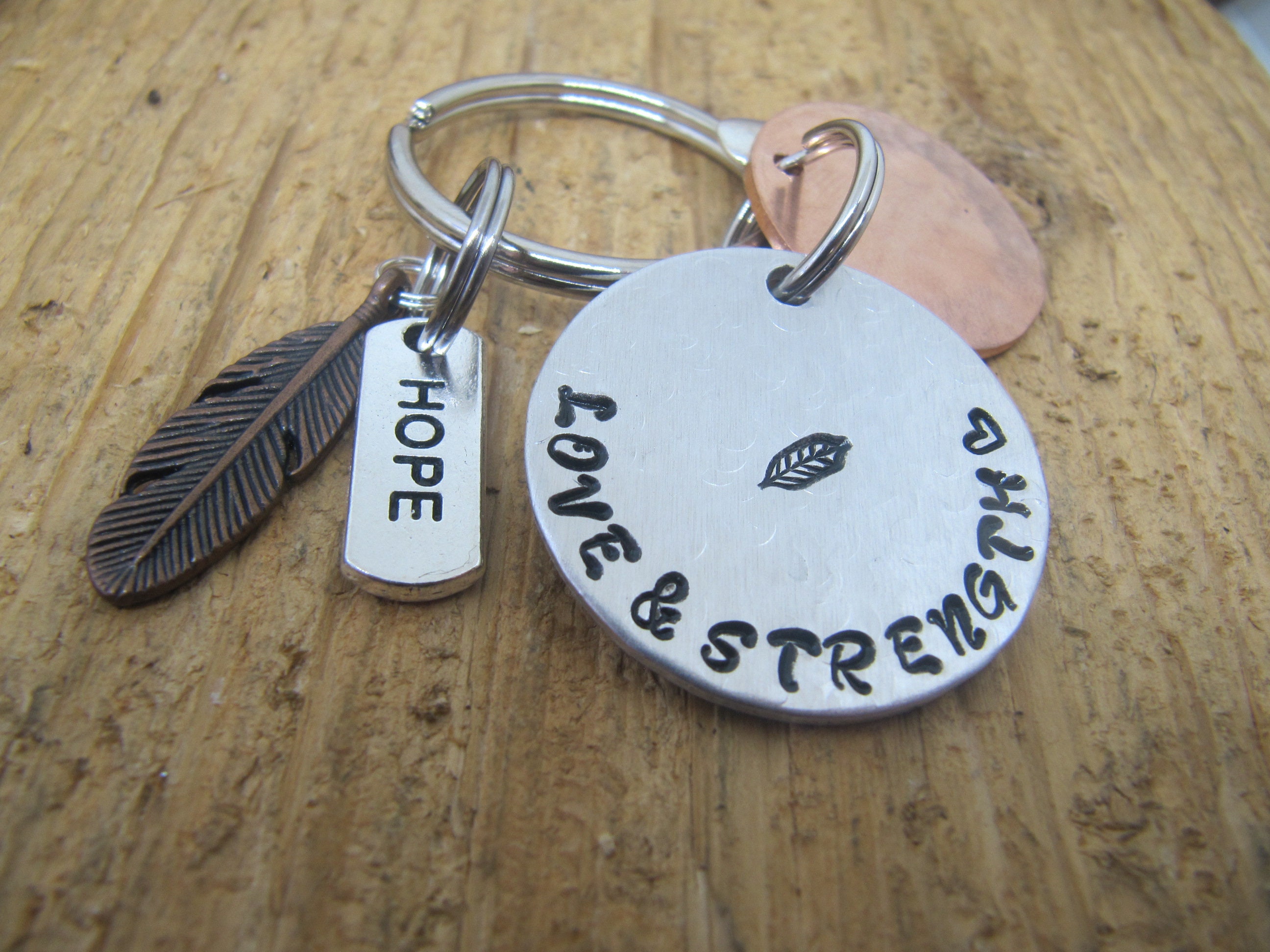 Love and Strength Key Chain Hand Stamped Key Chain Get Well | Etsy