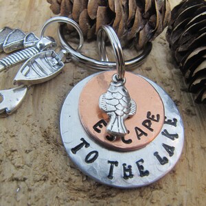 Lake Key Chain Cabin Key Chain Escape to the Lake Hand | Etsy