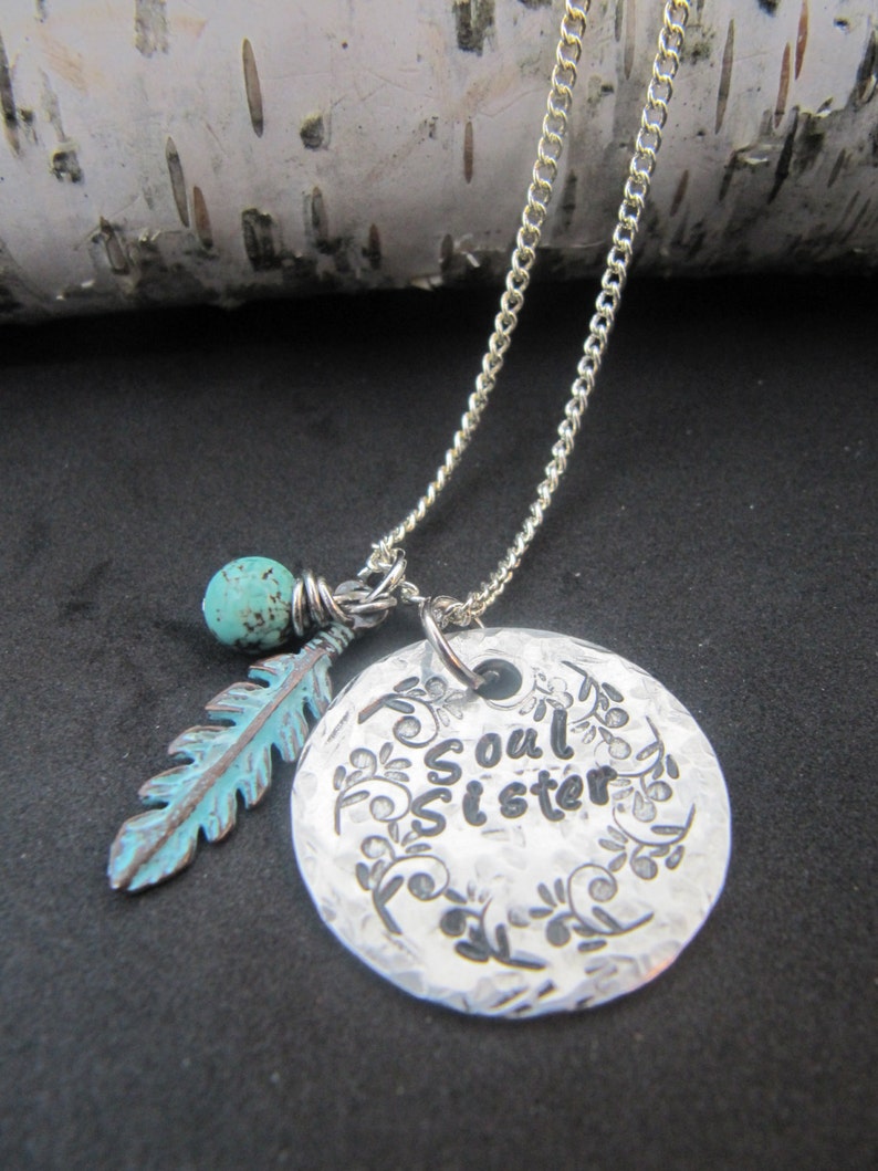 Soul Sisters Necklace, Hand Stamped Soul Sisters Necklace, Soul Sister ...