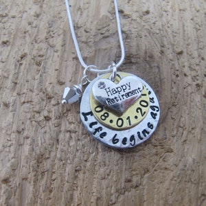 Retirement Jewelry, Retirement Gift, Gift for Retirement, Hand Stamped ...