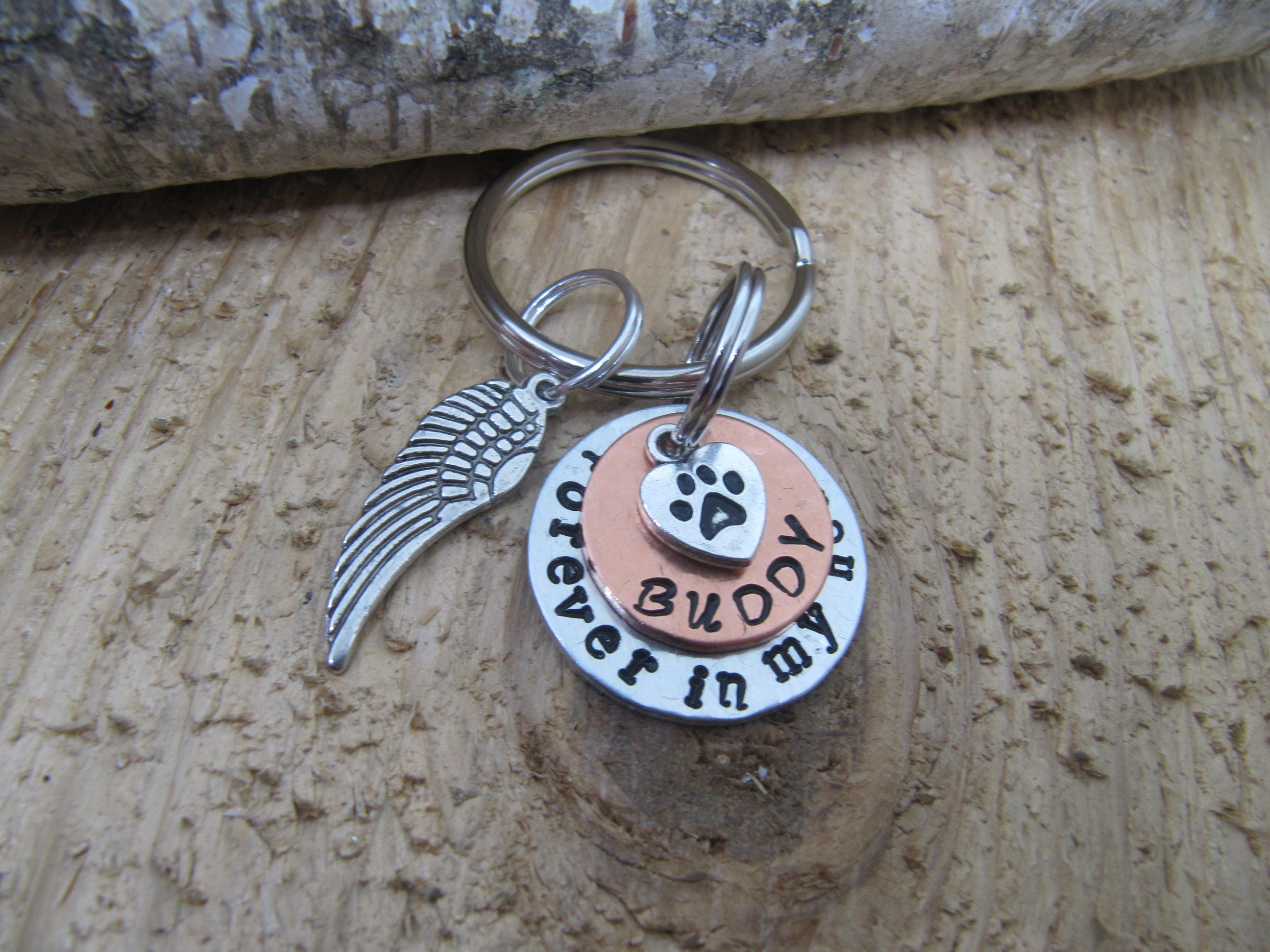 Pet memorial keychain//hand stamped pet key chain//dog | Etsy