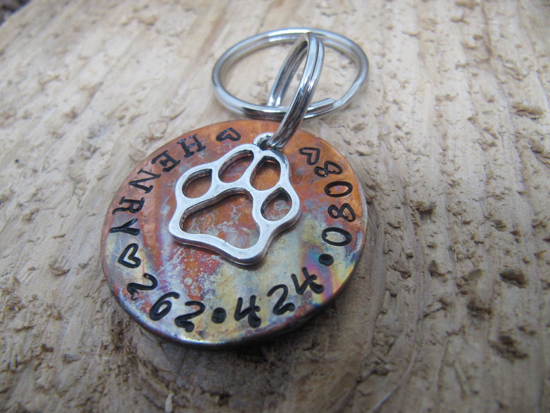 Pet ID Tag//large Dog Tag//tag for Large Dog//custom Pet ID Tag//patine ...