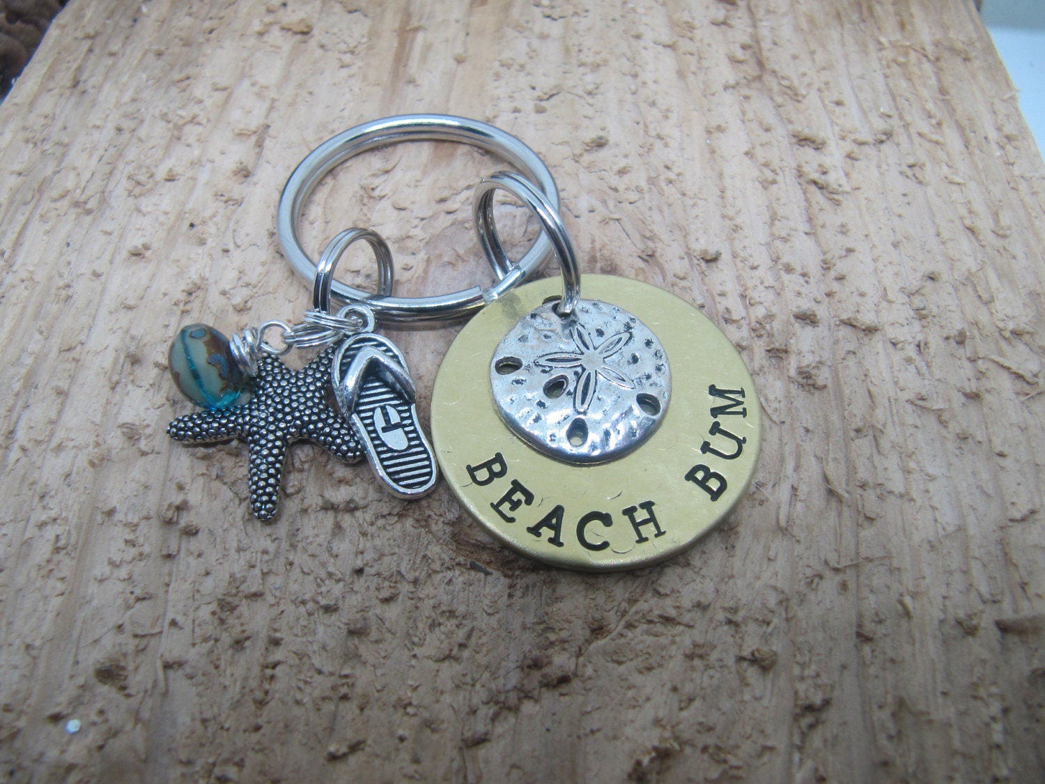 Beach Bum Key Chain Hand Stamped Key Chain Beach Key Chain - Etsy