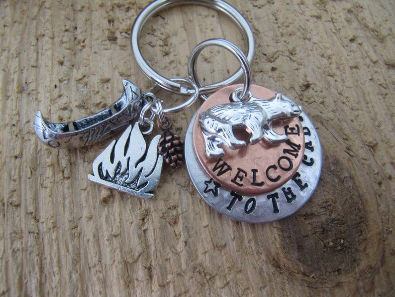 Lake Key chain Cabin Key chain Welcome to the cabin Hand | Etsy