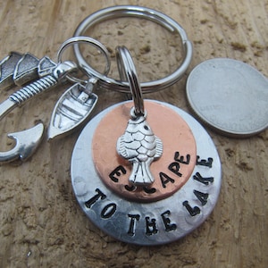 Lake Key Chain Cabin Key Chain Escape to the Lake Hand | Etsy