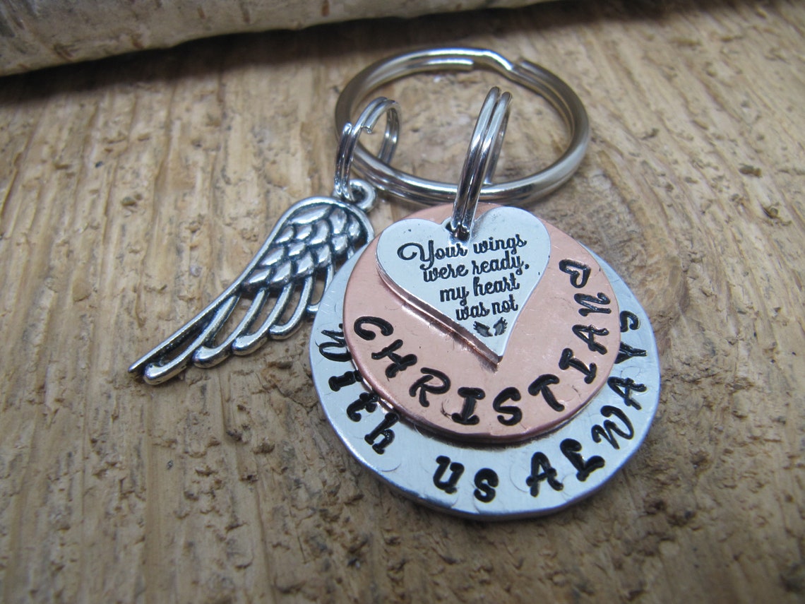 Hand Stamped Memorial Key Chain Loss of Loved One Memorial - Etsy