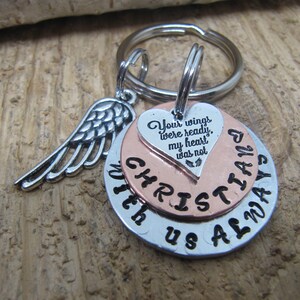 Hand Stamped Memorial Key Chain, Loss of Loved One, Memorial Key Chain ...