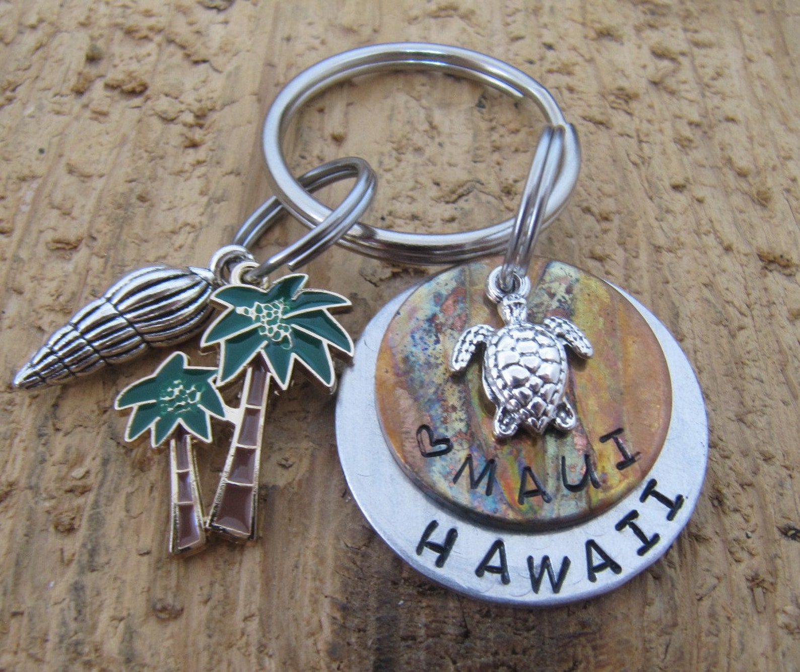 Maui Hawaii , Maui Jewelry, Maui Key Chain, Sea Turtle Charm, Hand ...