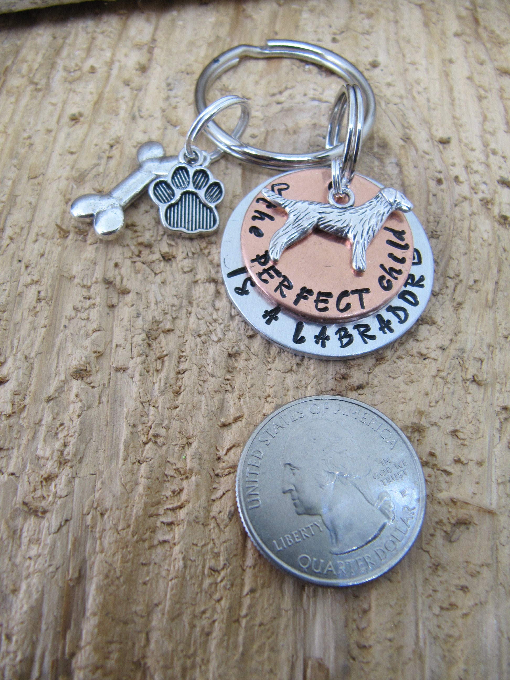 Labrador key chain hand stamped key chain Labrador jewelry | Etsy