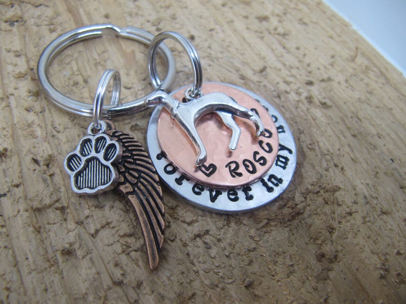 Pet Memorial Key Chain, Greyhound Memorial , Whippet Memorial , Whippet ...