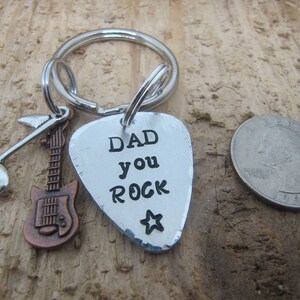 Dad You Rock, Key Chain for Dad, Fathers Day Gift, Gift for Dad, Guitar ...
