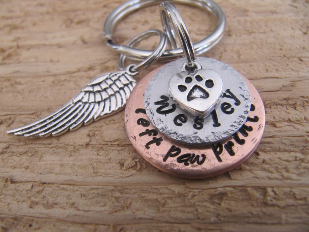 Pet Memorial Keychain,hand Stamped Pet Key Chain,dog Memorial,cat ...