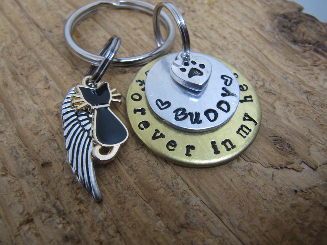 Cat Memorial Key Chain,black Cat Key Chain, White Cat Key Chain, Cat ...