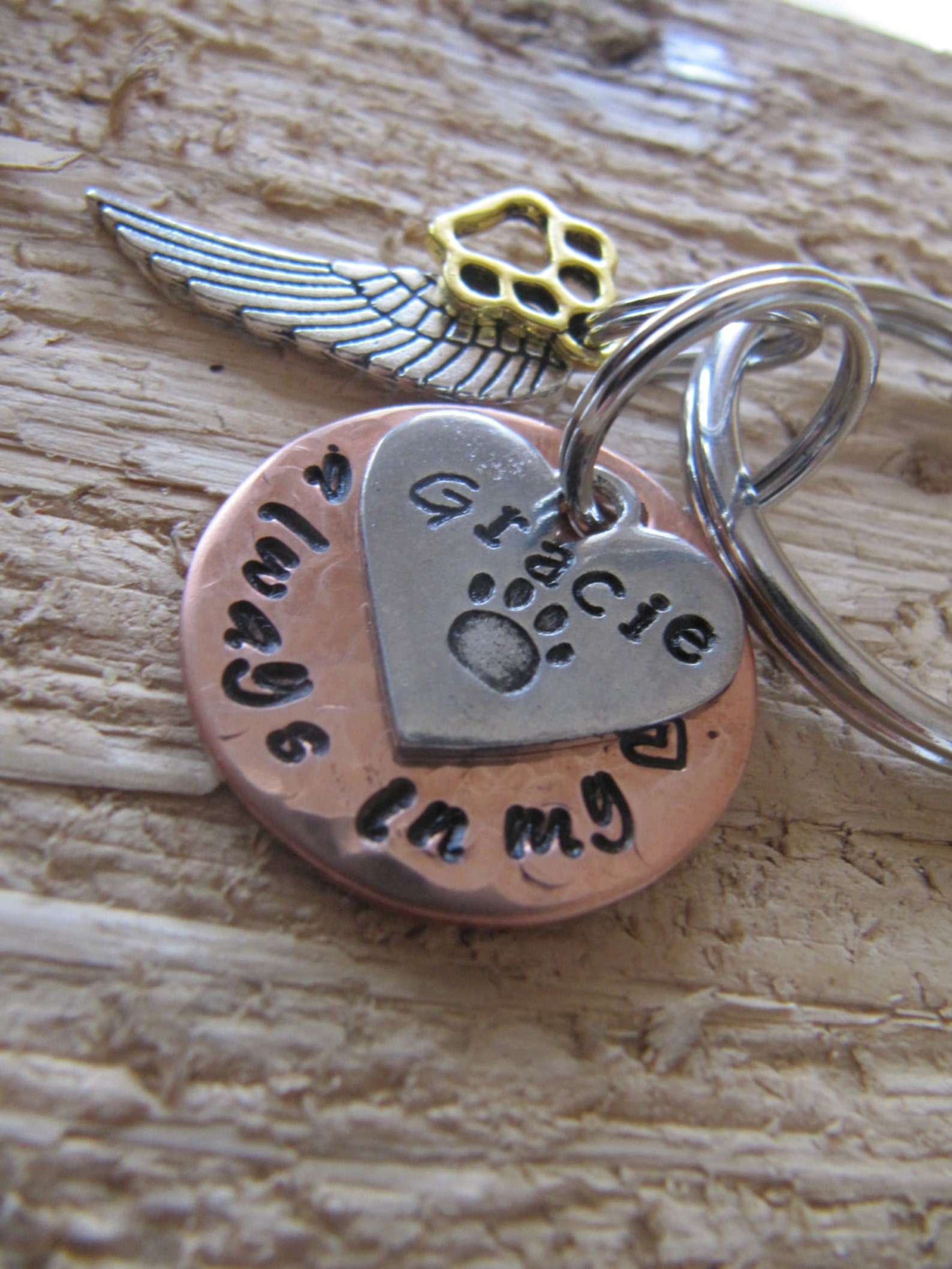 Pet Memorial Keychain//hand Stamped Pet Key Chain//dog - Etsy