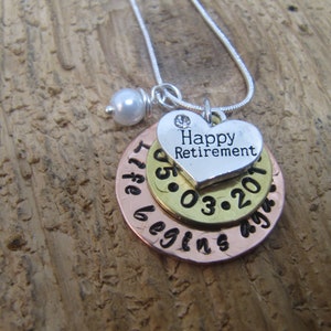 Retirement Jewelry, Retirement Gift, Gift for Retirement, Hand Stamped ...