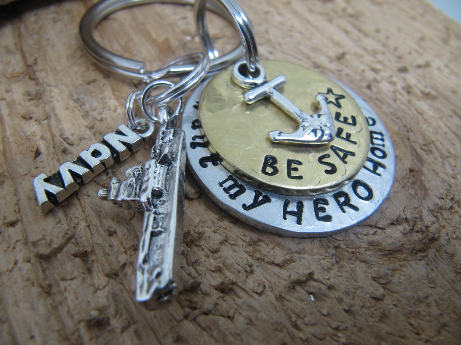 Navy Key Chain Be Safe I Want My Hero Home Key Chain for | Etsy