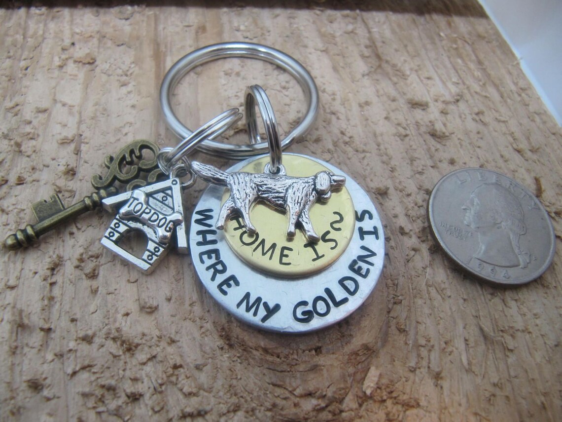 Golden Retriever Key Chain Hand Stamped Retriever Key Chain - Etsy