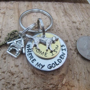 Golden Retriever Key Chain, Hand Stamped Retriever Key Chain, Golden ...