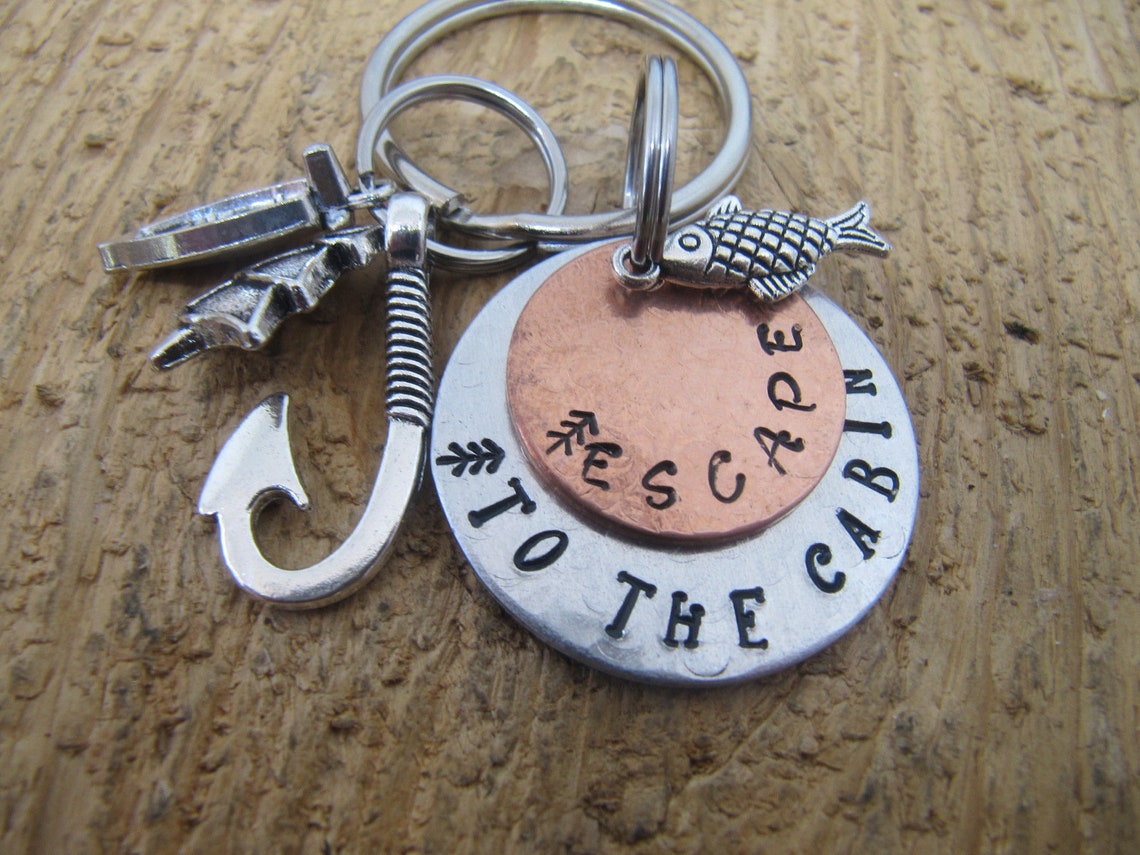 Lake Key Chain Cabin Key Chain Escape to the Lake Hand - Etsy