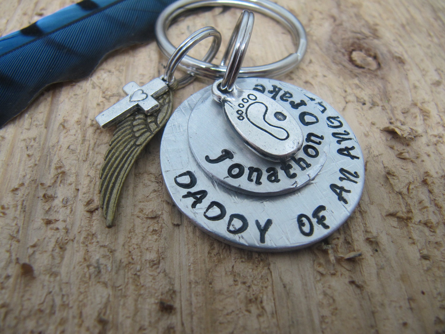 Daddy of an Angel//hand Stamped Keychain//loss of - Etsy
