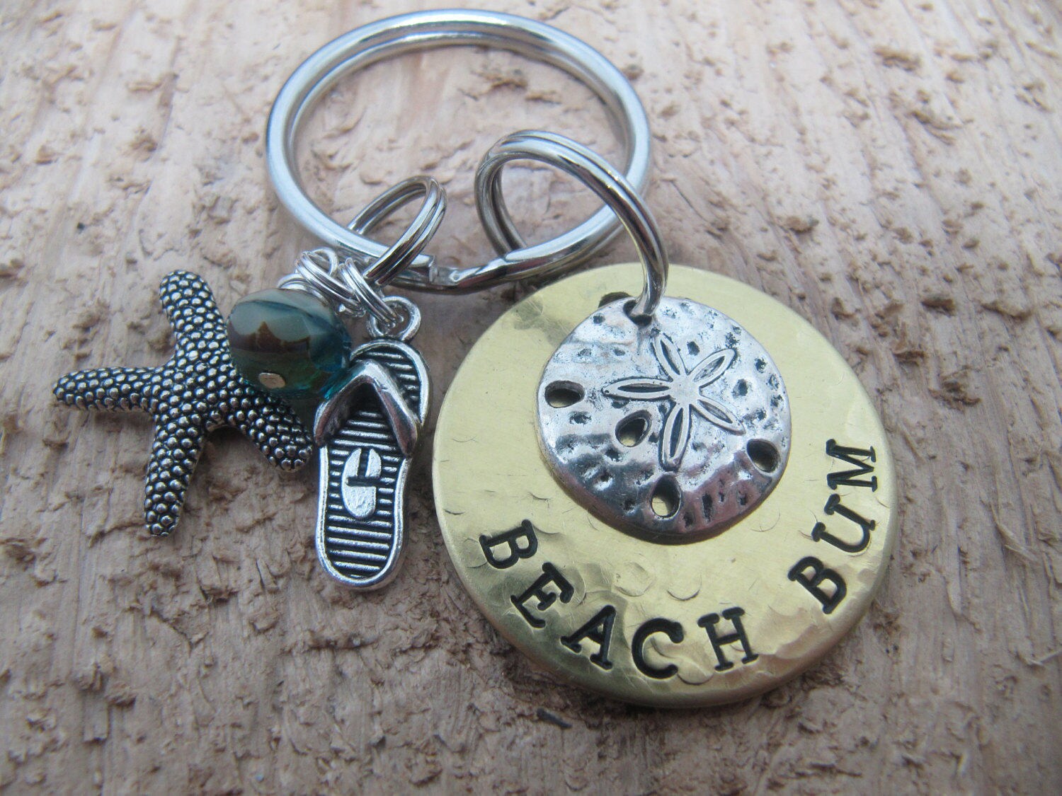 Beach Bum Key Chain Hand Stamped Key Chain Beach Key Chain - Etsy