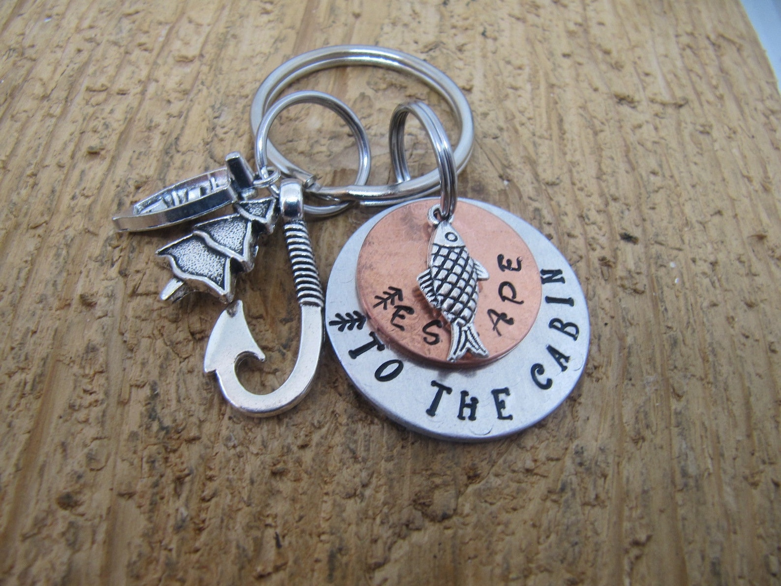 Lake Key Chain Cabin Key Chain Escape to the Lake Hand - Etsy