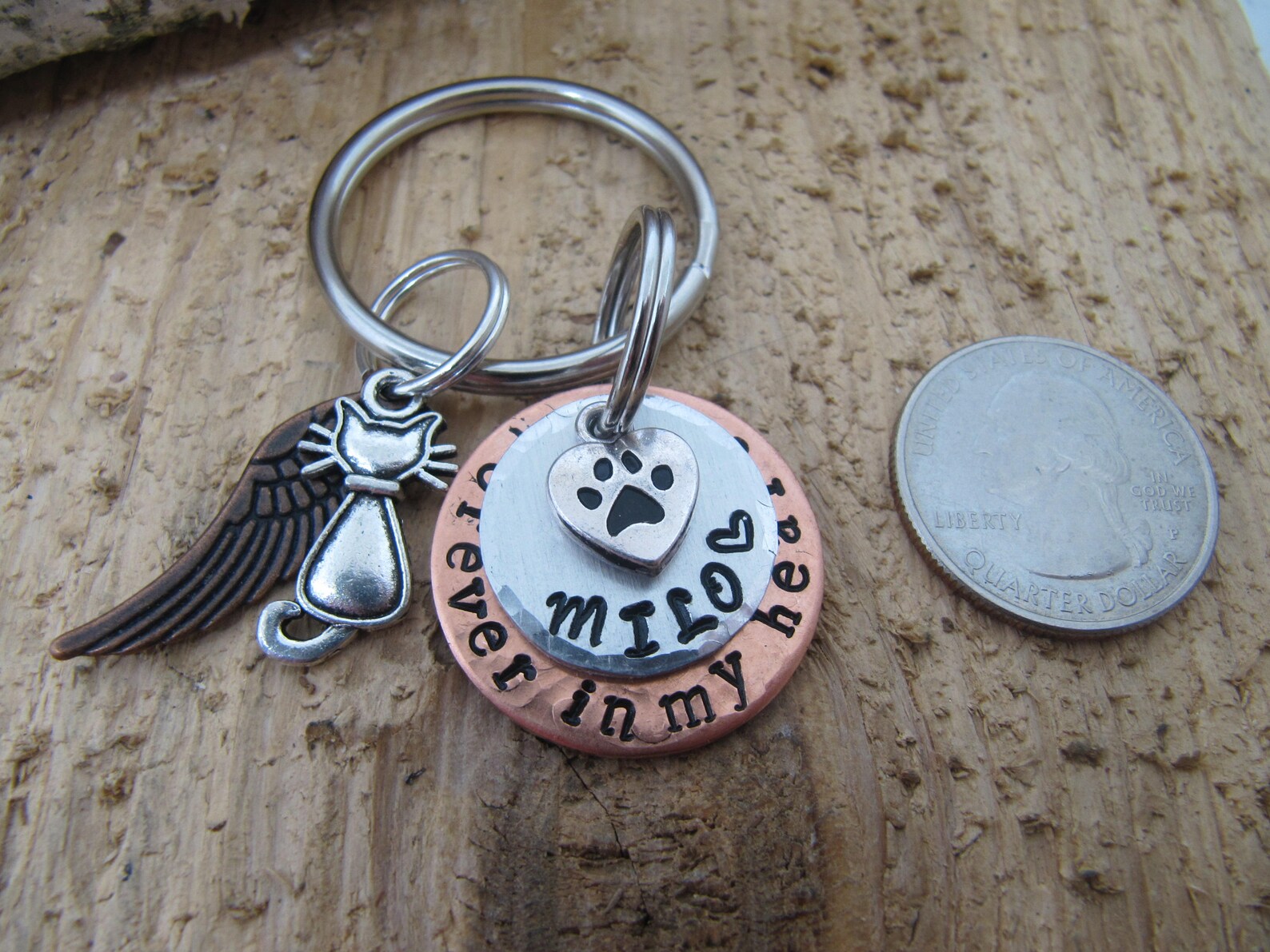 Cat Memorial Key Chainhand Stamped Pet Key Chain cat - Etsy
