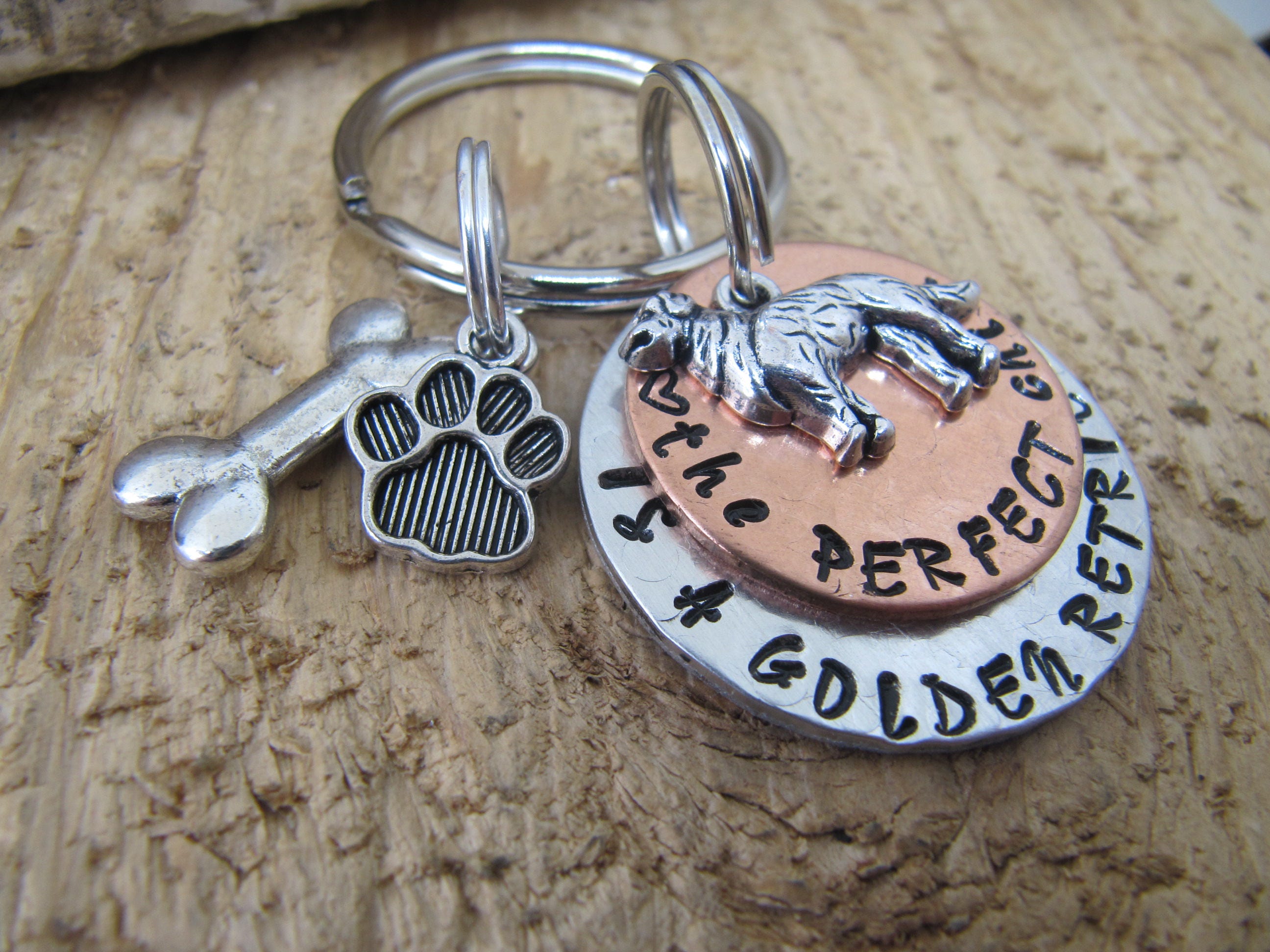 Golden Retriever Key Chain Hand Stamped Key Chain Golden - Etsy